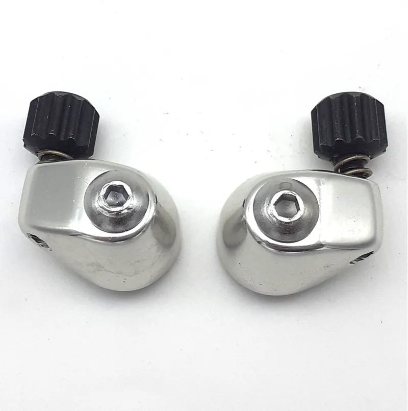 Campagnolo Aluminium Curved Downtube Barrel Adjuster set in Silver