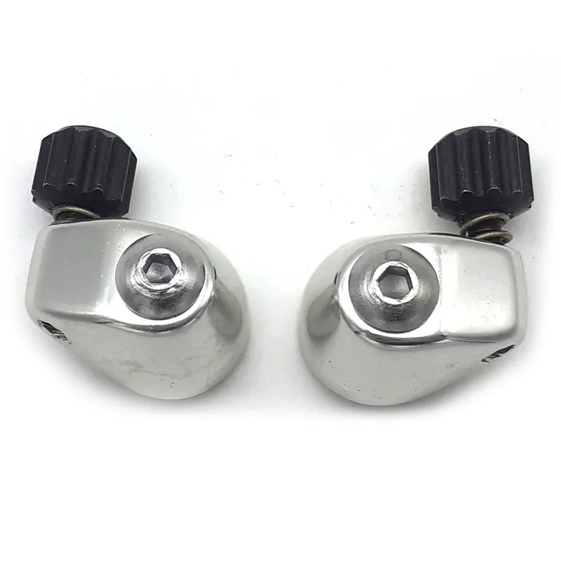 Campagnolo Aluminium Curved Downtube Barrel Adjuster set in Silver